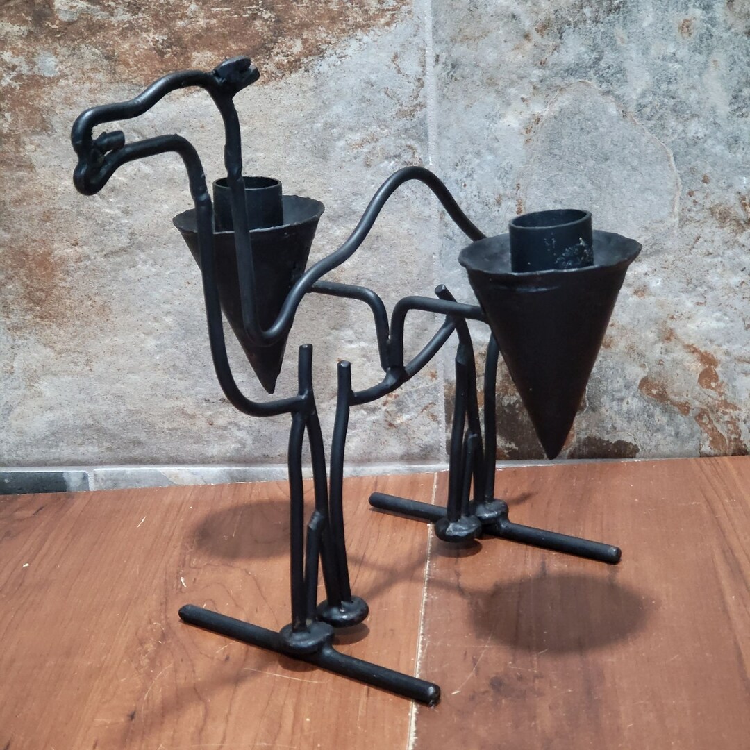 Vintage Wrought Iron Standing Camel Candle Holder - Etsy