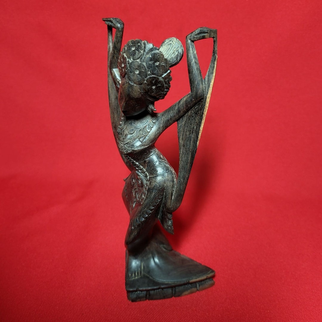 Vintage Shinta Art Deco Bali NEI Wood Sculpture Carving Dancer Wooden ...