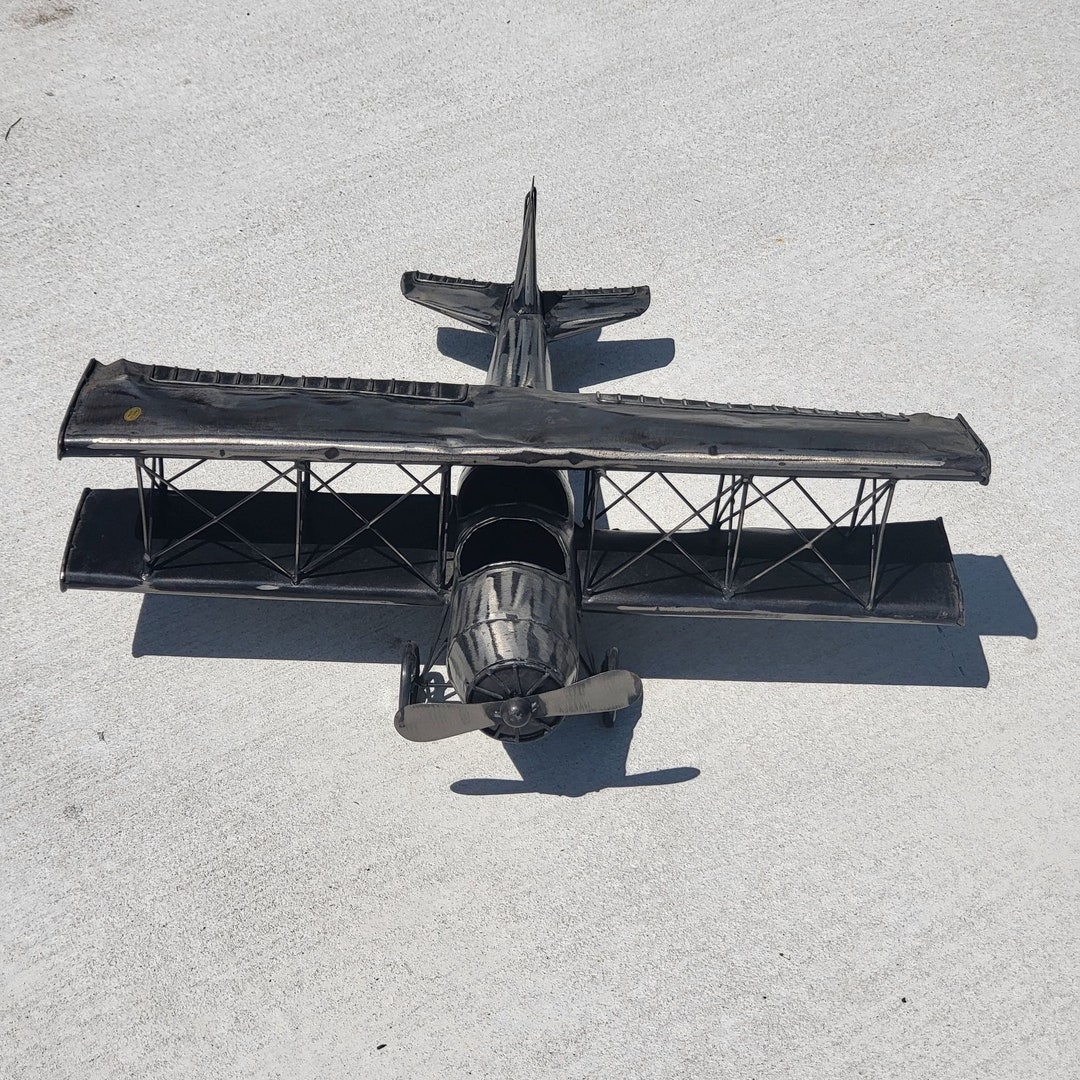 Vintage Large Decorative Metal Biplane Airplane Propeller Model ...