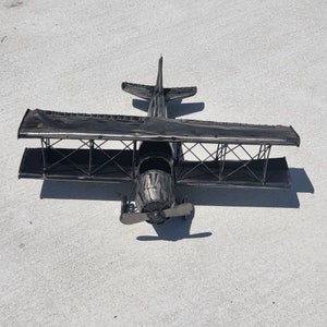 Vintage Large Decorative Metal Biplane Airplane Propeller Model ...