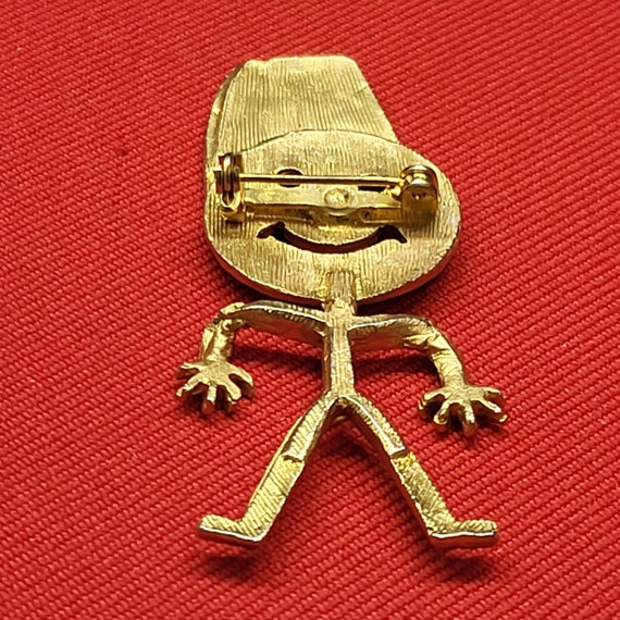 Vintage Masonic Wearing Fez Stickman Brooch Pin Gold … - Gem