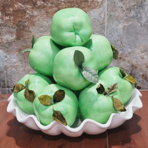 Vintage Porcelain Green Apple Fruit Bowl Centerpiece - Etsy