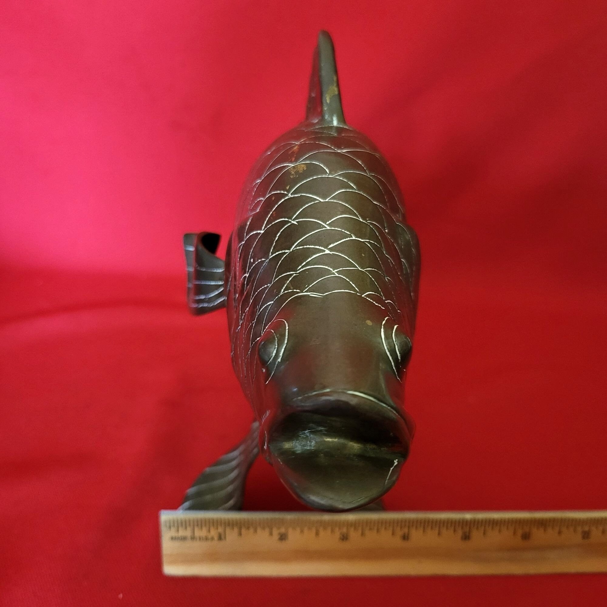Bronze Copper Wealth Auspicious Arowana Fish Statue Sculpture - Etsy