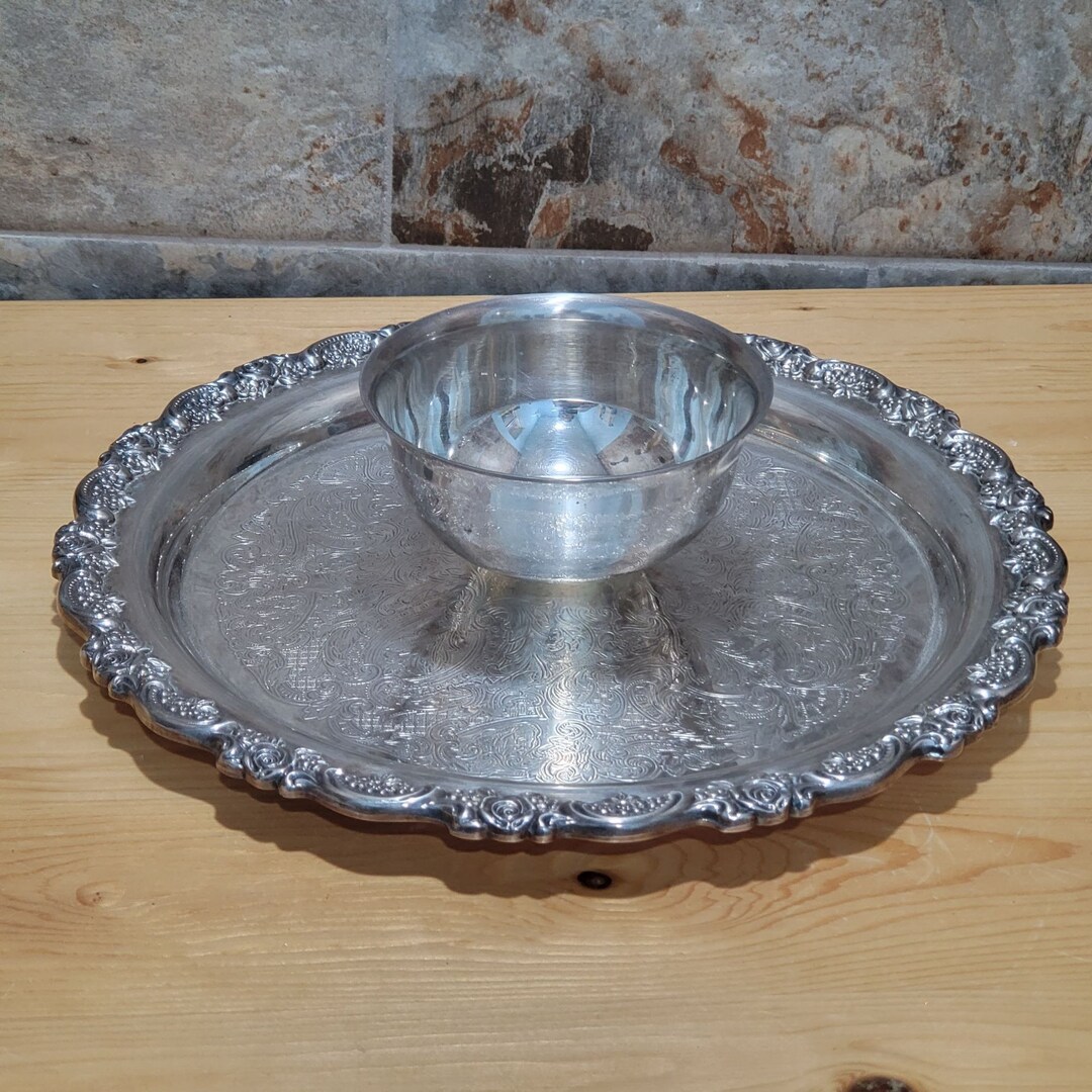 Vintage Oneida Silver Plate Chip & Dip Bowl Serving Platter Tray - Etsy