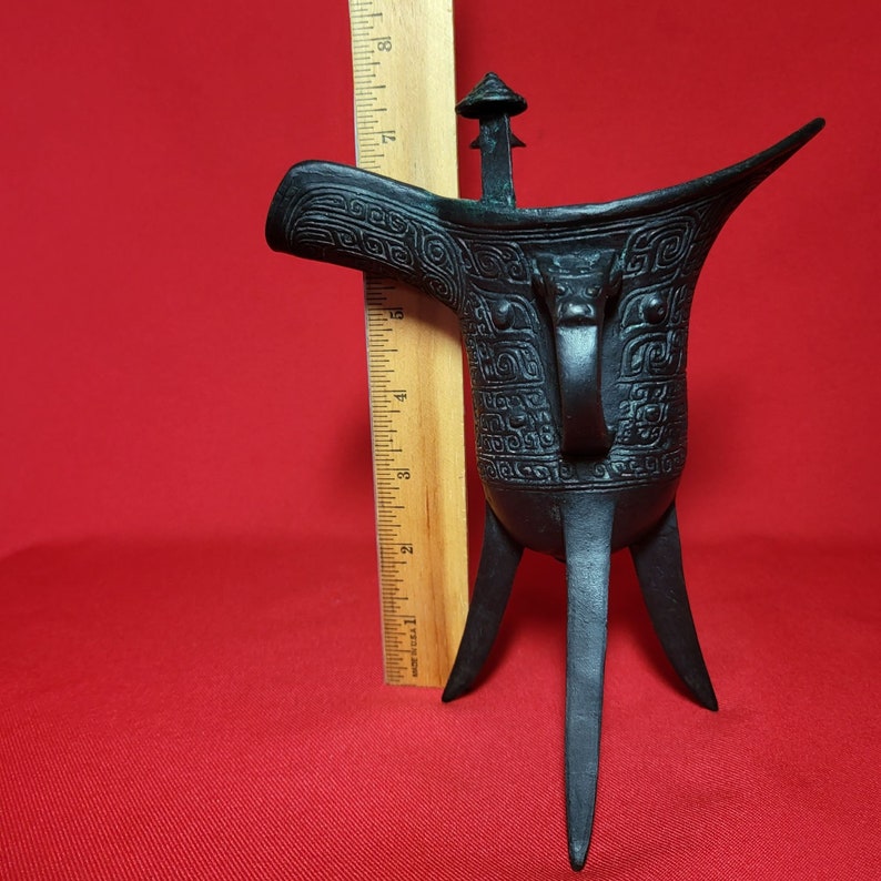 Vintage Antique Chinese Jue Ceremonial Ritual Bronze Wine - Etsy