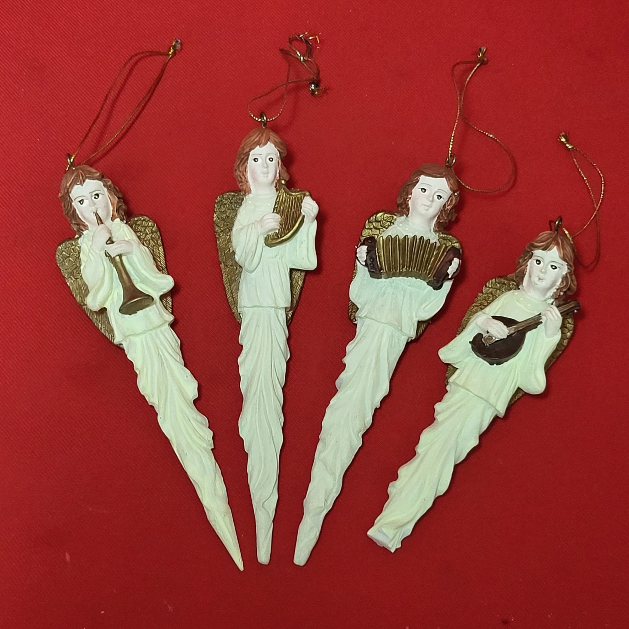 VTG Angel Icicle Playing Musical Instruments Christmas Ornaments Set of ...