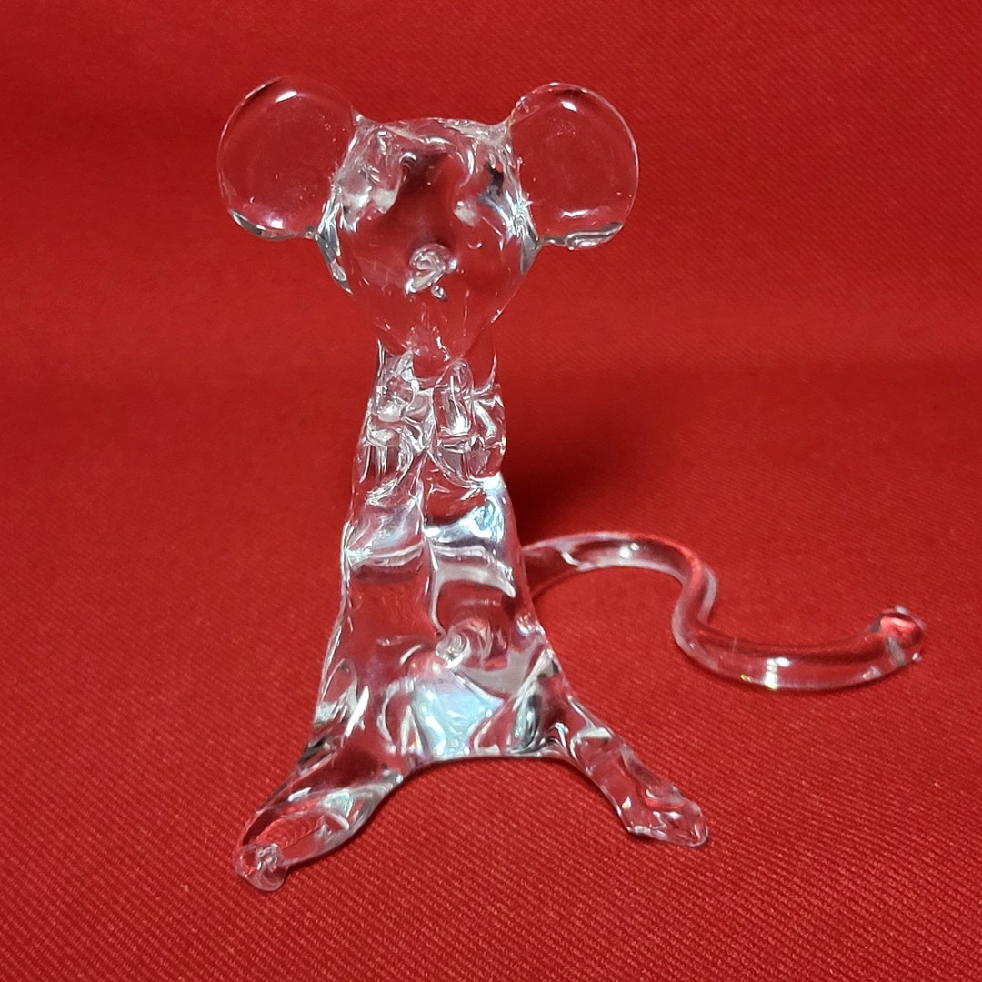 VTG Hand Blown Spun Clear Glass Mouse Figurine - Etsy