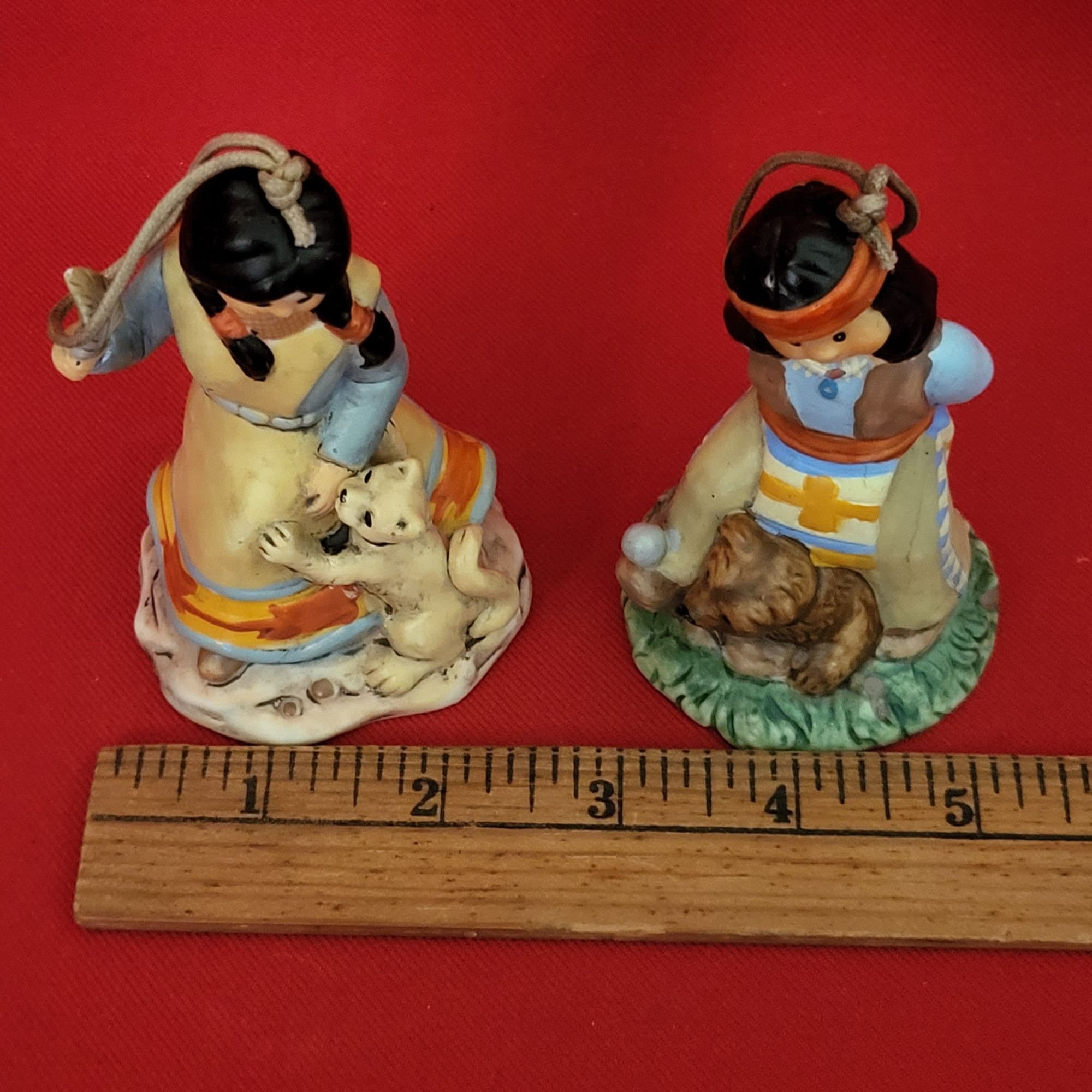 VTG Native American Indian Figurine Bell Ornaments Set of 2 - Etsy