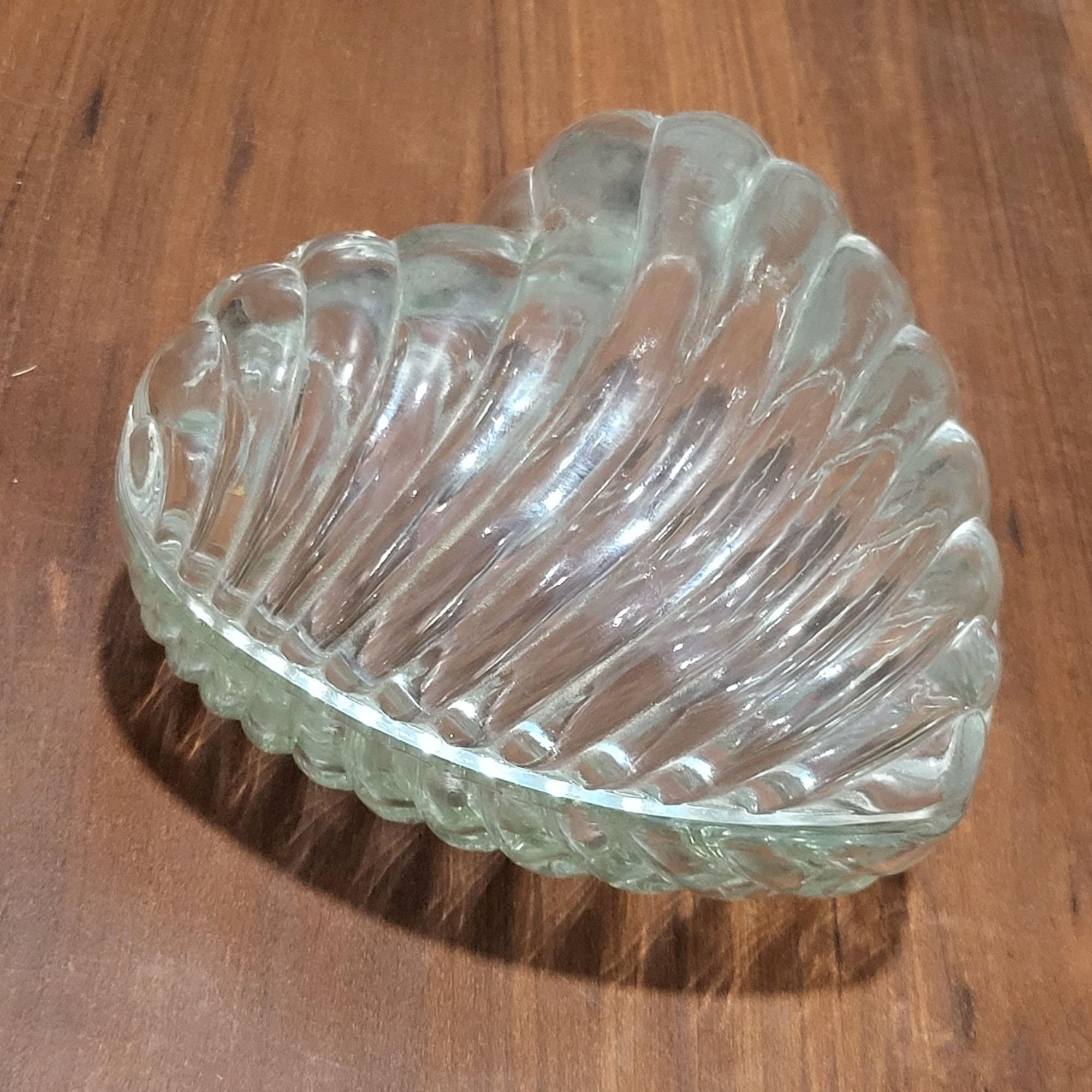 Vintage Heart Shape Crystal Clear Glass Trinket Box Candy Dish - Etsy