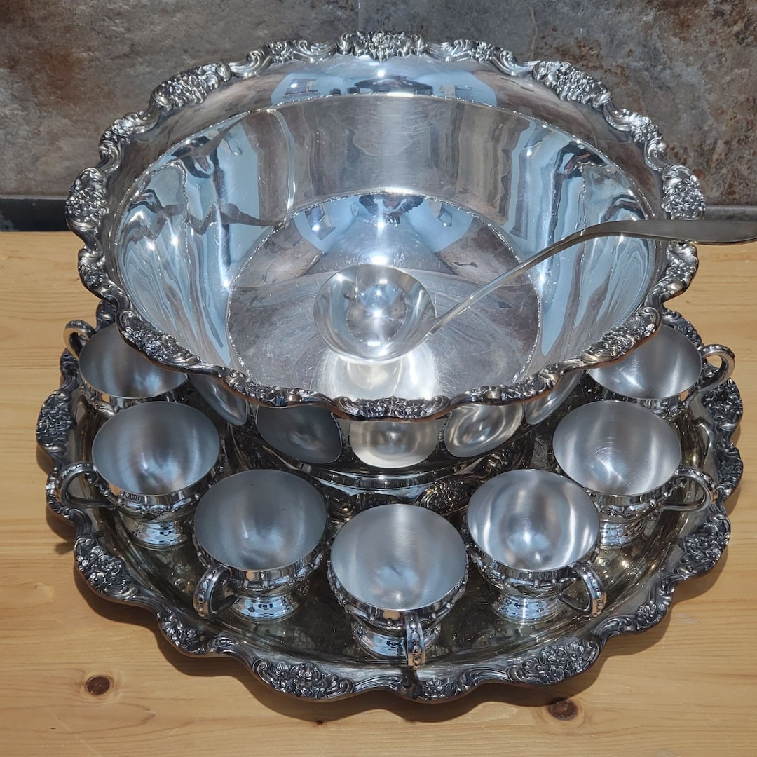 VTG Poole Silver Plate Punch Bowl Set 15 Pcs EPCA 426 - Etsy