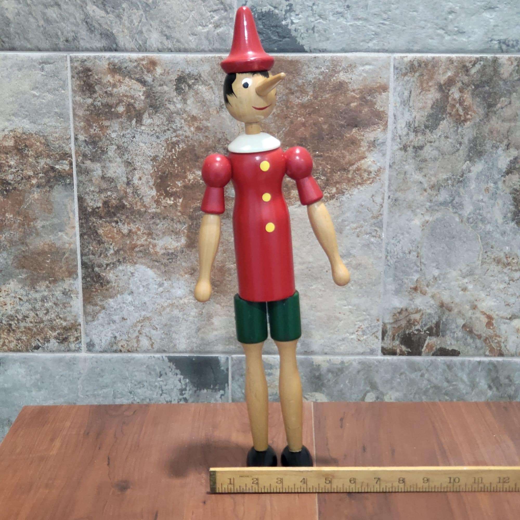 VTG Pinocchio Jointed Hinged Poseable Wooden Hardwood Hand Painted Doll ...