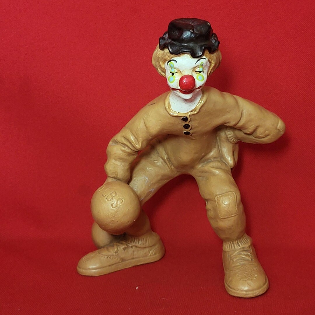 Vintage Andreoli Clown Sculpture Lifting 1000 Lb Weights 1978 Figurine ...