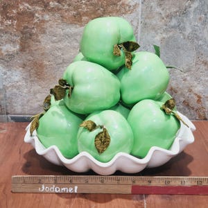 Vintage Porcelain Green Apple Fruit Bowl Centerpiece - Etsy