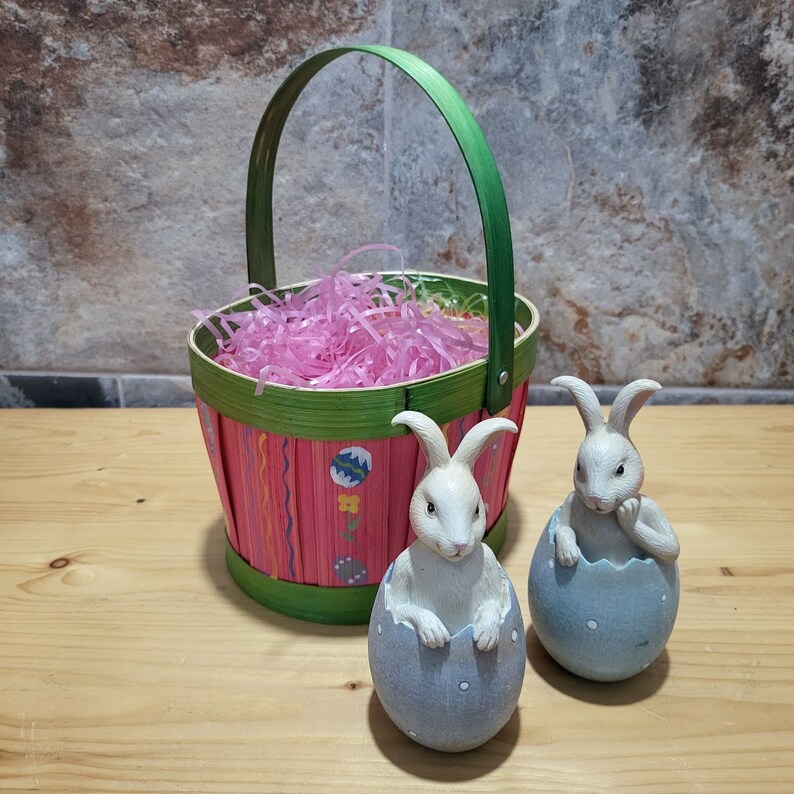 VTG Coppia di coniglietti nel cestino di uova di Pasqua - Etsy Italia
