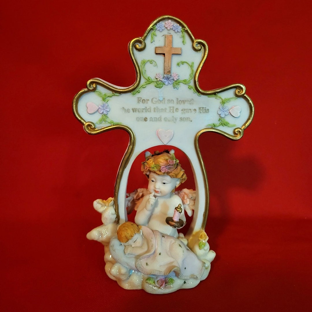 Guardian Angel Watching Over Baby Figurine Nursery Decor - Etsy