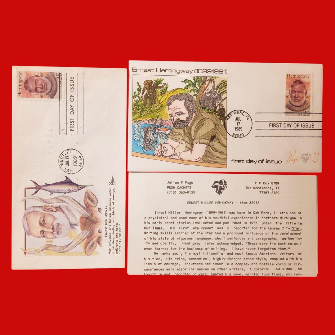 First Day of Issue Ernest Hemingway Stamp Cache Envelope Enclosure - Etsy