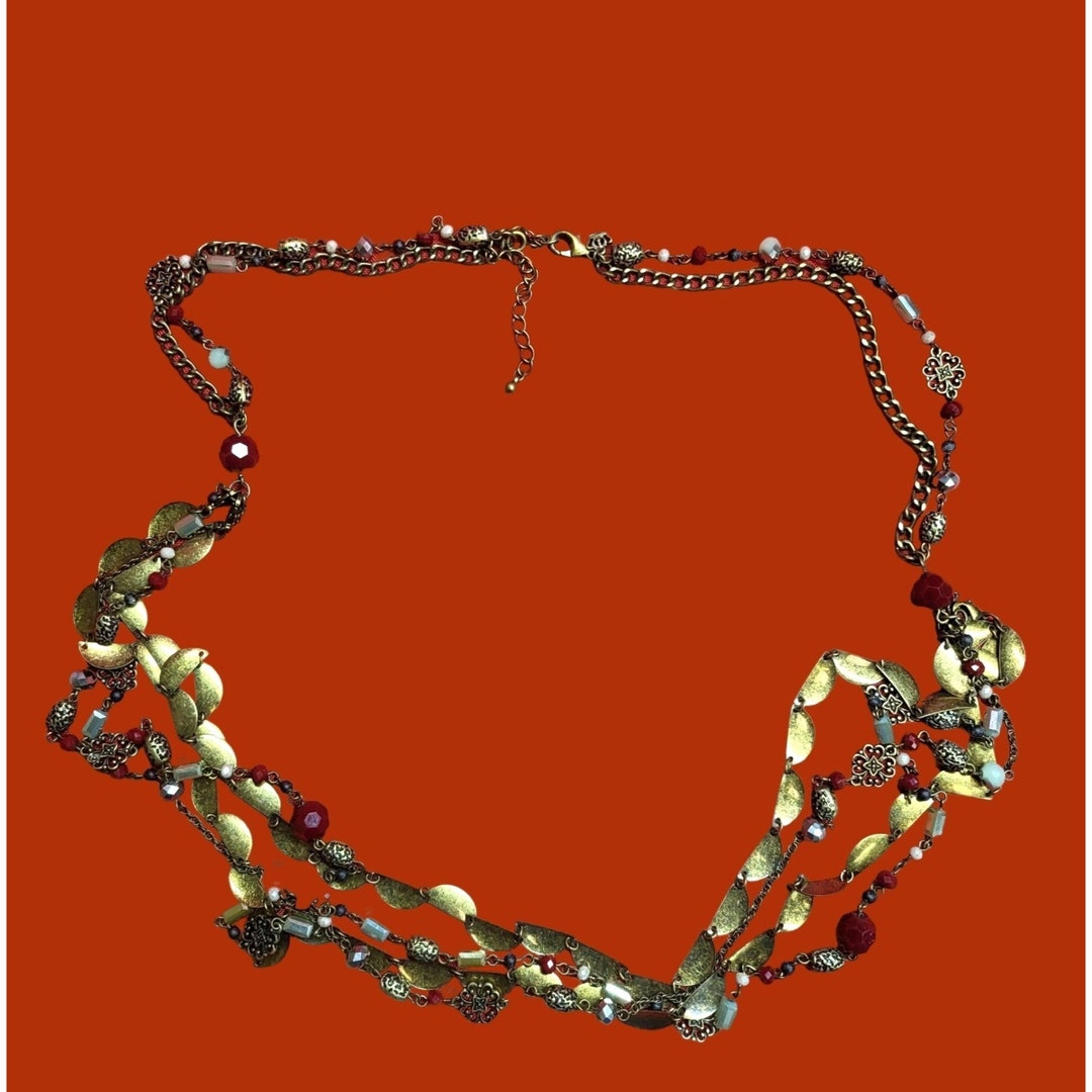 Vintage Bronze Multi Strand Layered Bead Necklace - Etsy