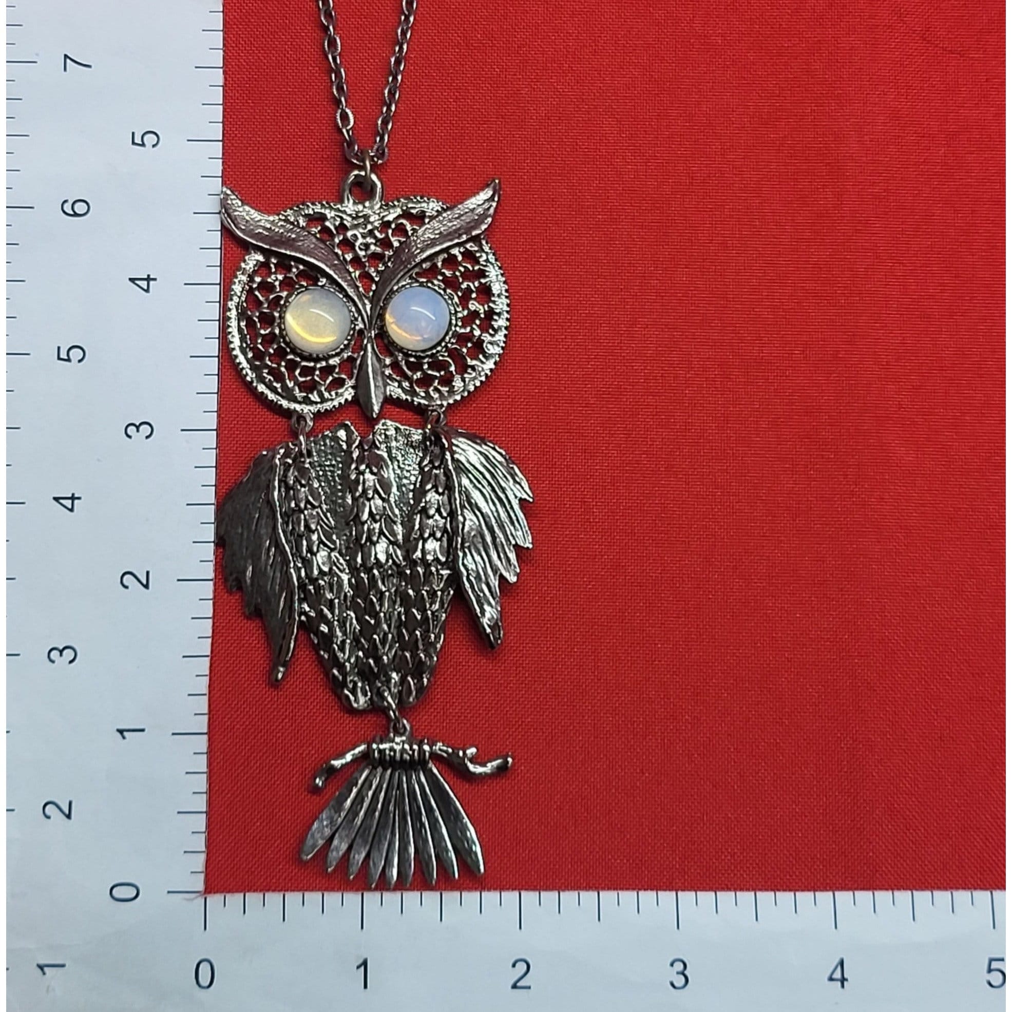 Vintage Horned Faux Opal Eyes Large Owl Necklace - Etsy