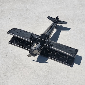 Vintage Large Decorative Metal Biplane Airplane Propeller Model ...