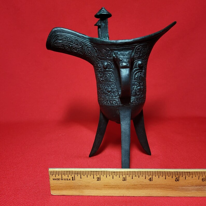 Vintage Antique Chinese Jue Ceremonial Ritual Bronze Wine - Etsy