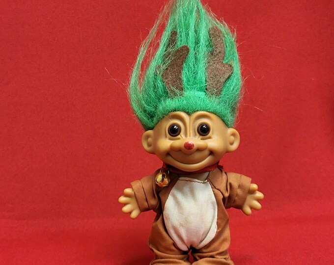 VTG Russ Rudolph Reindeer With Bell Troll Doll Green Hair - Etsy