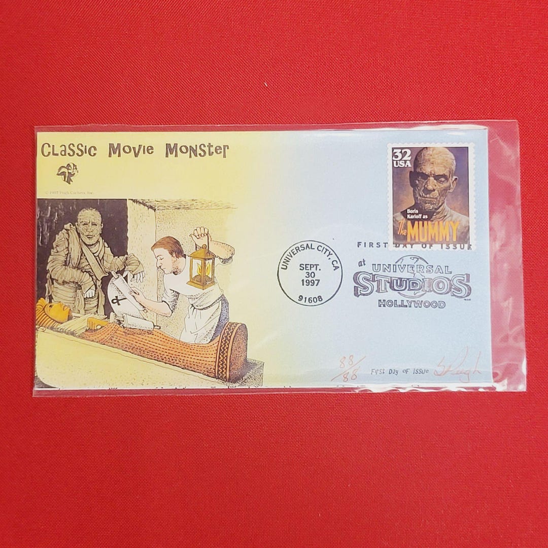 First Day of Issue the Mummy Classic Movie Monster Stamp Cache Envelope ...
