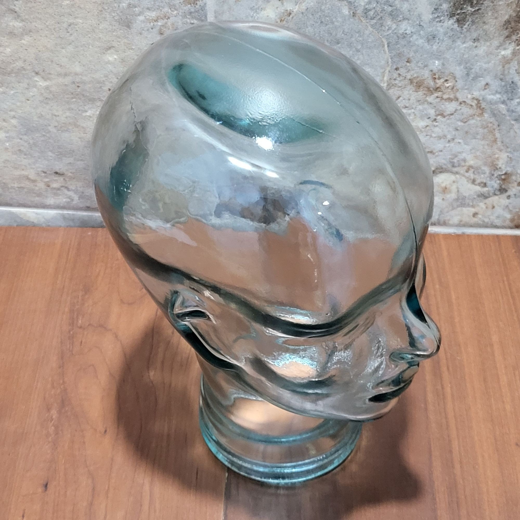 MCM Art Glass Clear Green Mannequin Head Sculpture Table Top Art ...