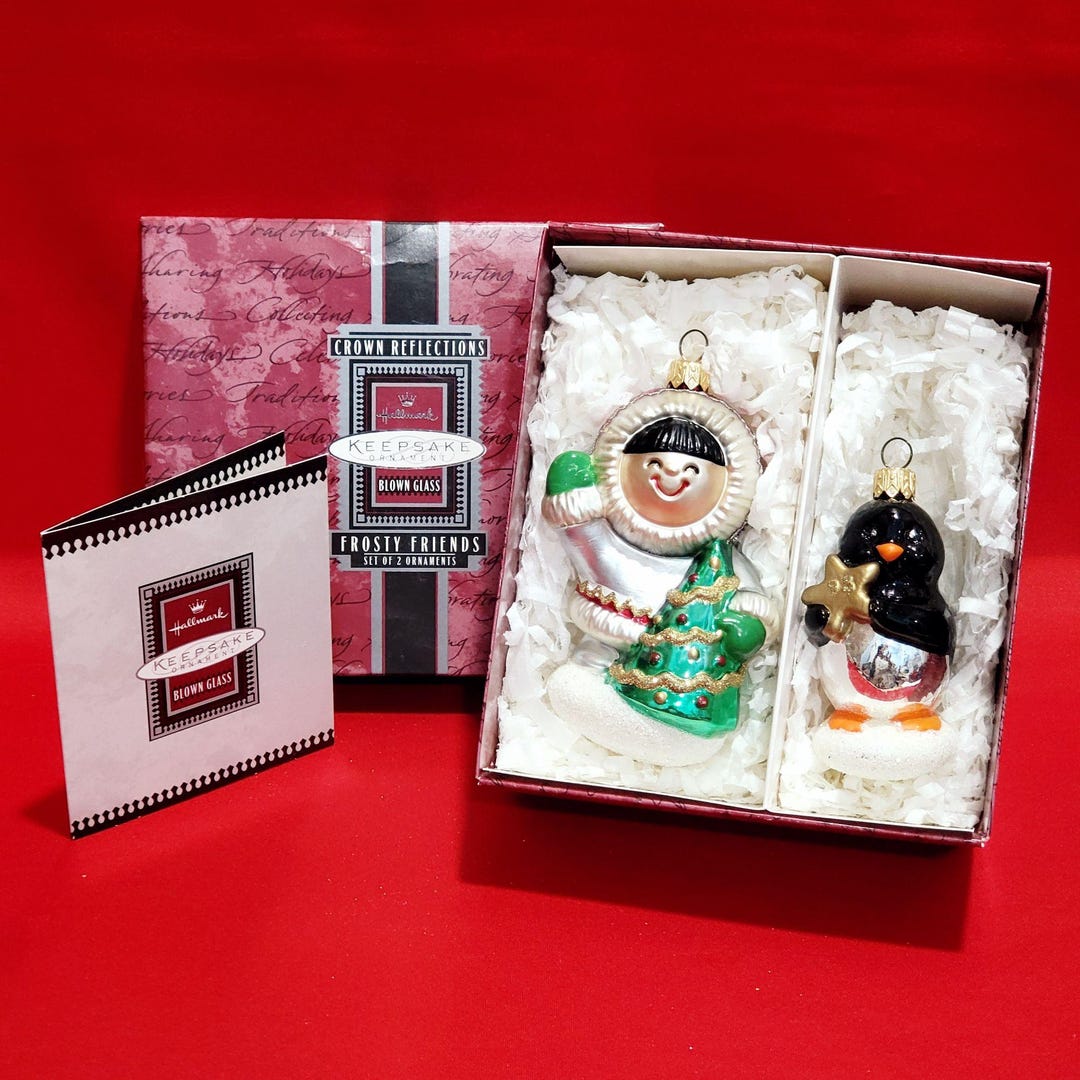 Hallmark Blown Glass Eskimo & Penguin Ornaments: 1998 Frosty Friends ...