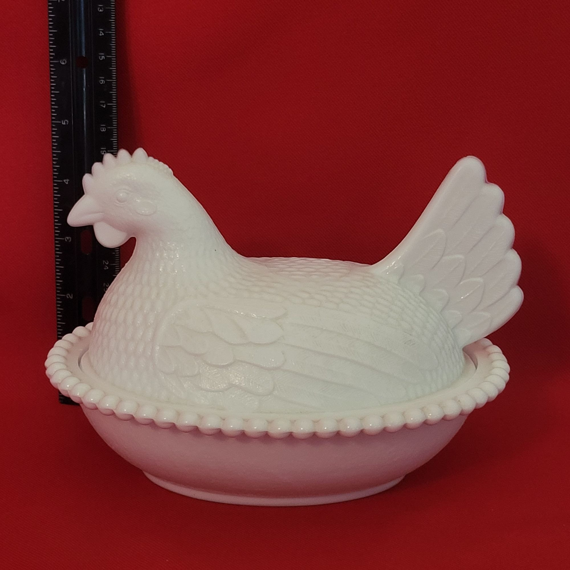 VTG White Milk Glass Chicken Hen on Nest Covered Trinket Oval Candy ...