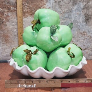 Vintage Porcelain Green Apple Fruit Bowl Centerpiece - Etsy