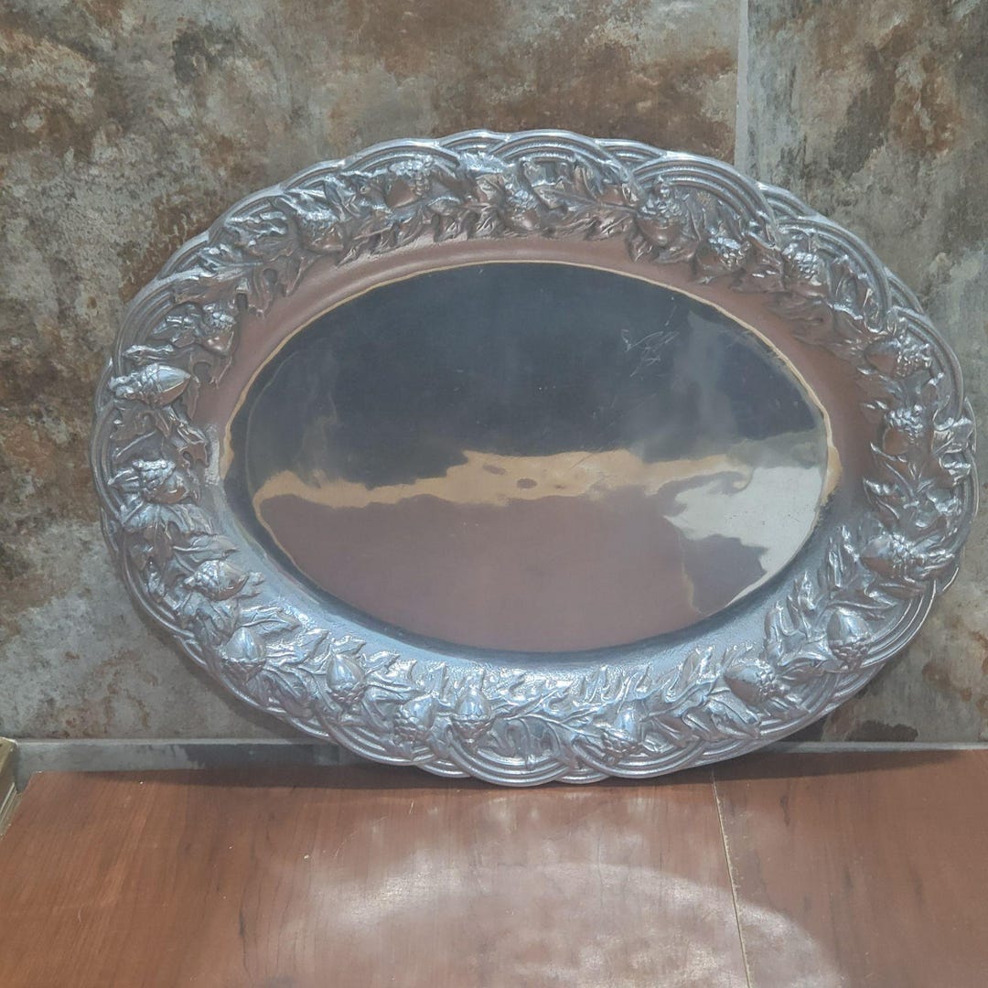 Wilton Armetale Acorn Pattern Oval Aluminum Serving Platter - Etsy