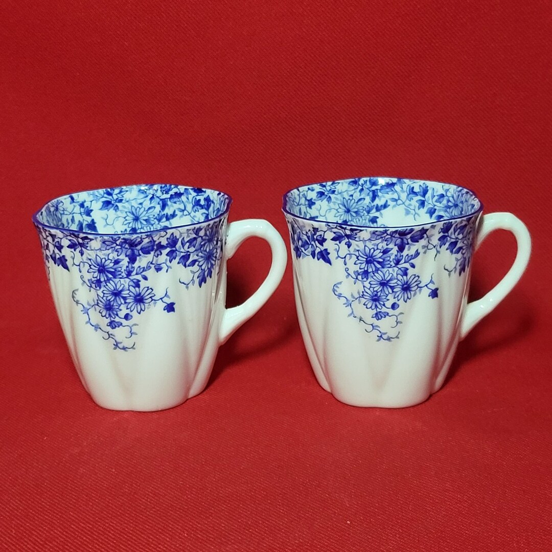 VTG Shelley Dainty Blue Tea Cup Fine Bone China Set of 2 - Etsy