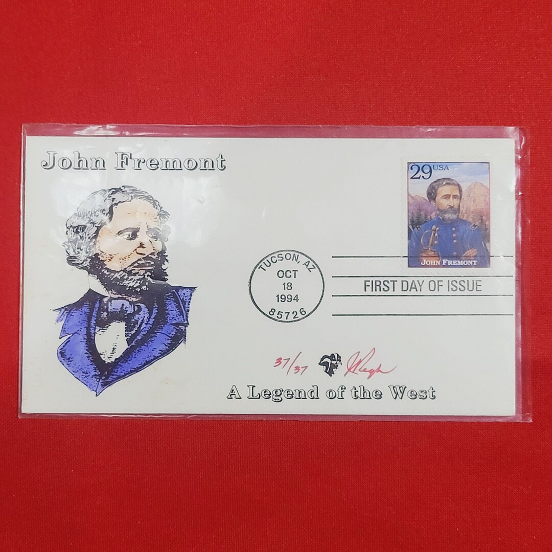 First Day of Issue Stamp Cache Envelope and Enclosure John Fremont A ...