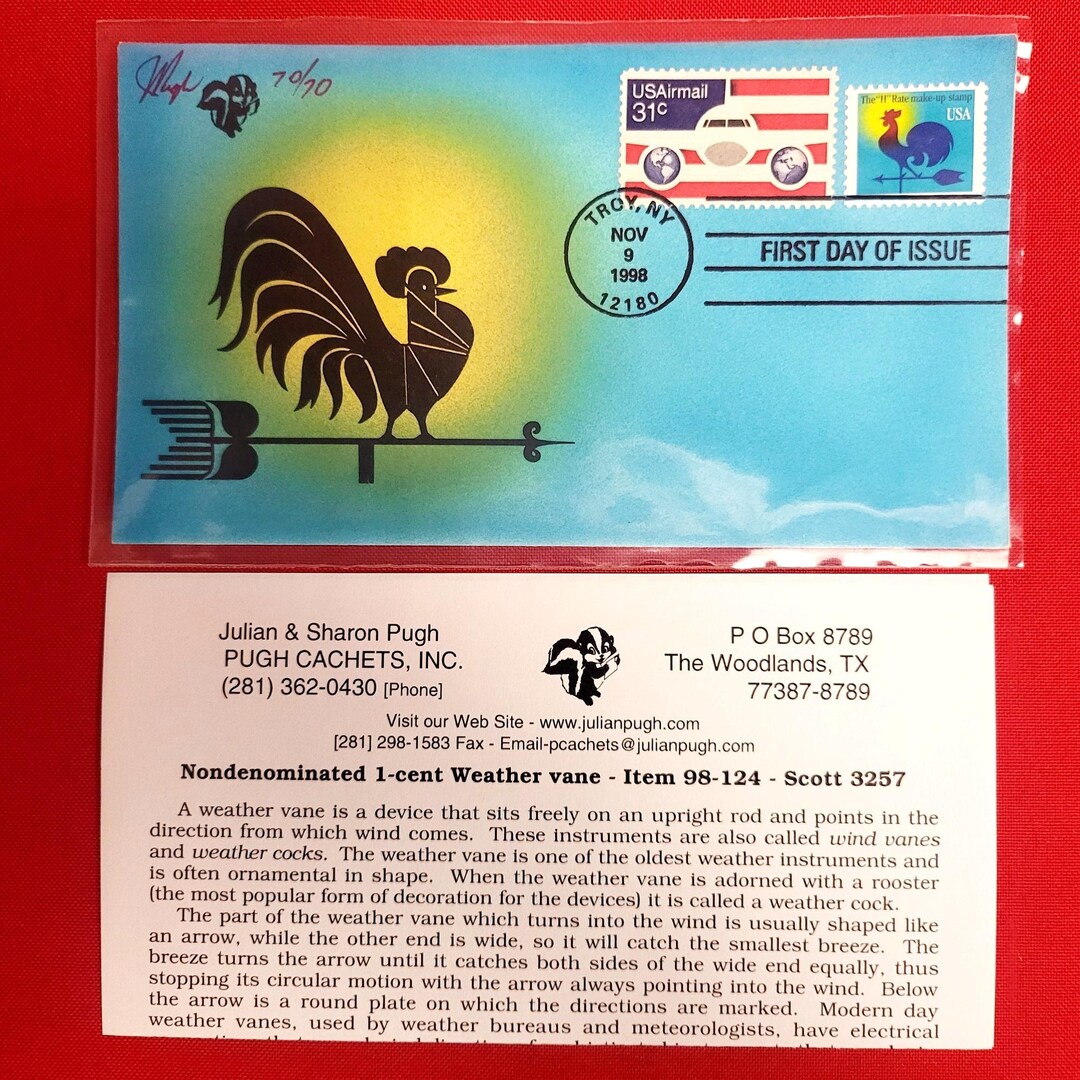 First Day of Issue Weather Vane Stamp Cache Envelope Enclosure - Etsy