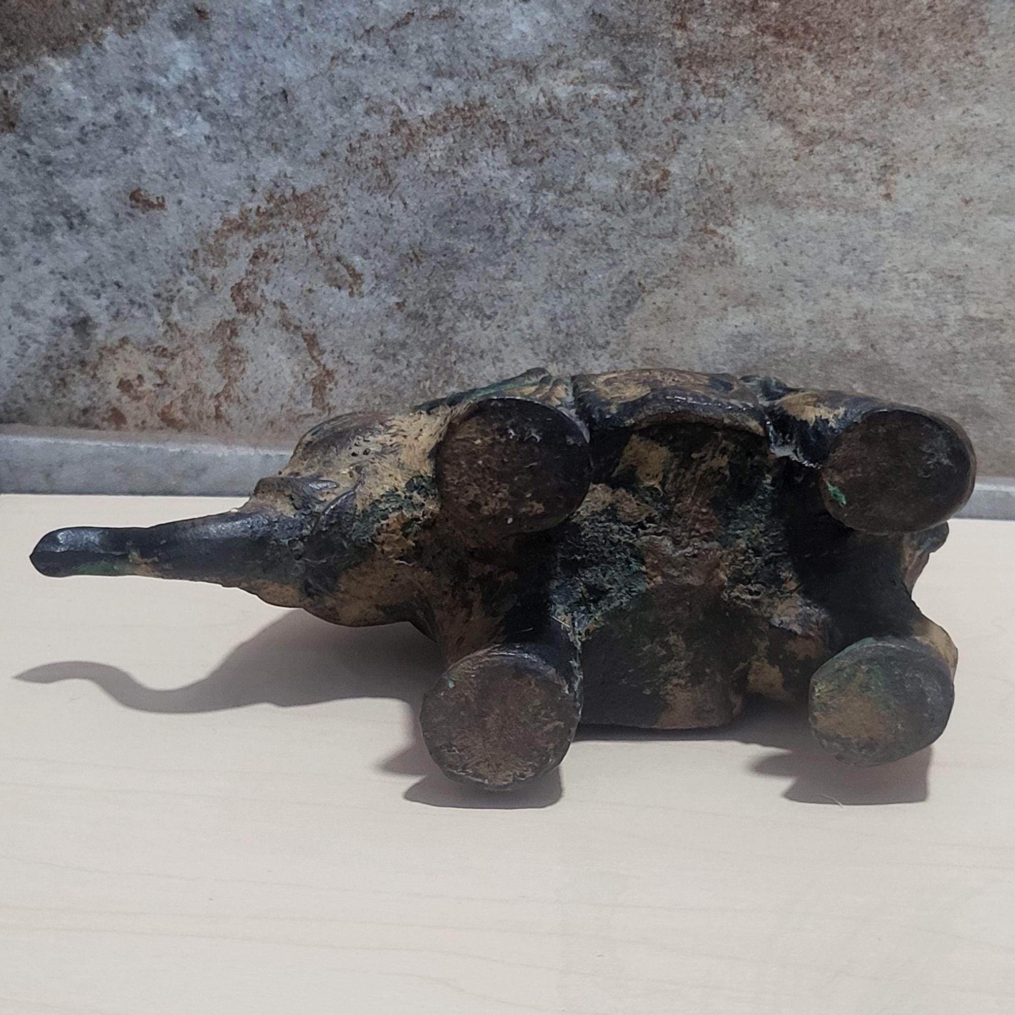 Antique Cast Iron Metal Elephant Figurine Statue Dark Patina - Etsy