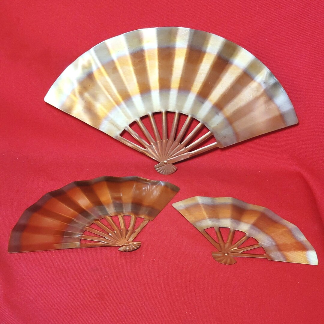 Vintage Solid Copper Fans Wall Decor Set of 3 - Etsy