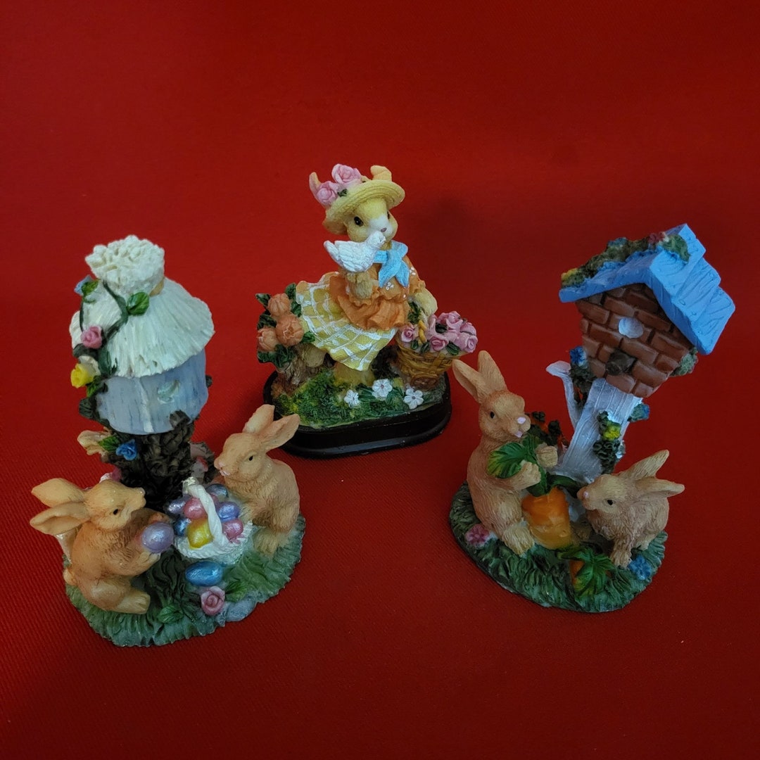 Vintage Bunny Rabbit Figurines in the Garden Easter Decor Set of 3 - Etsy