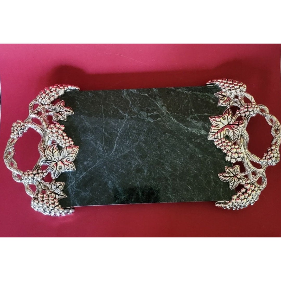 Vintage Godinger Silver Art Co Ltd Marble Slab Tray - Etsy