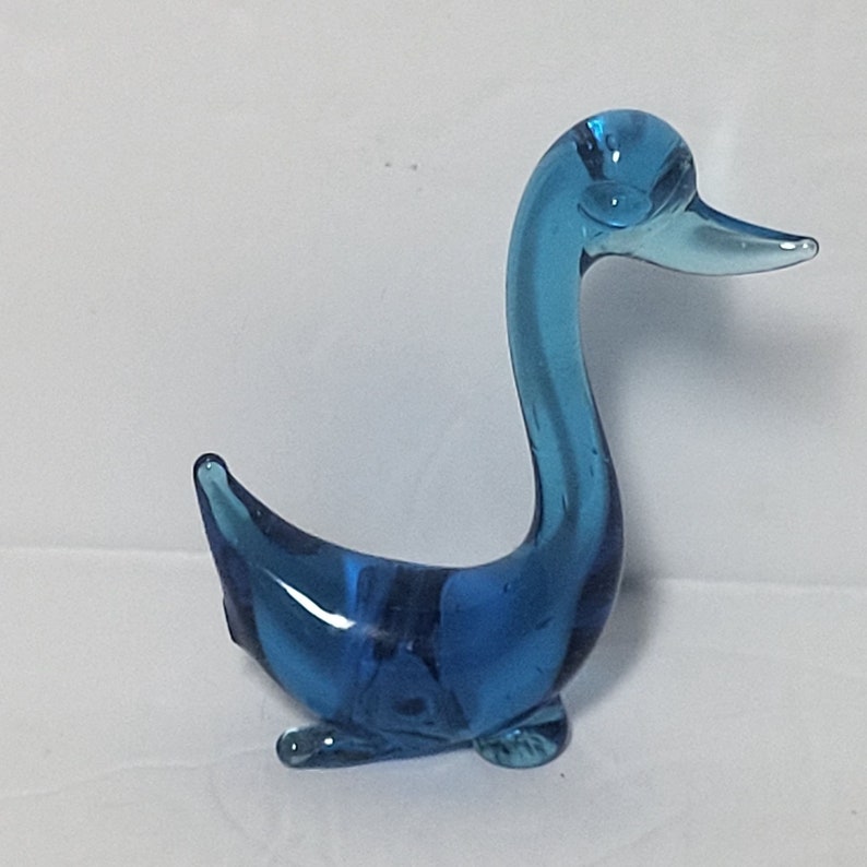 Vintage Blue Swan Duck Glass Figurine Blown Art Glass - Etsy