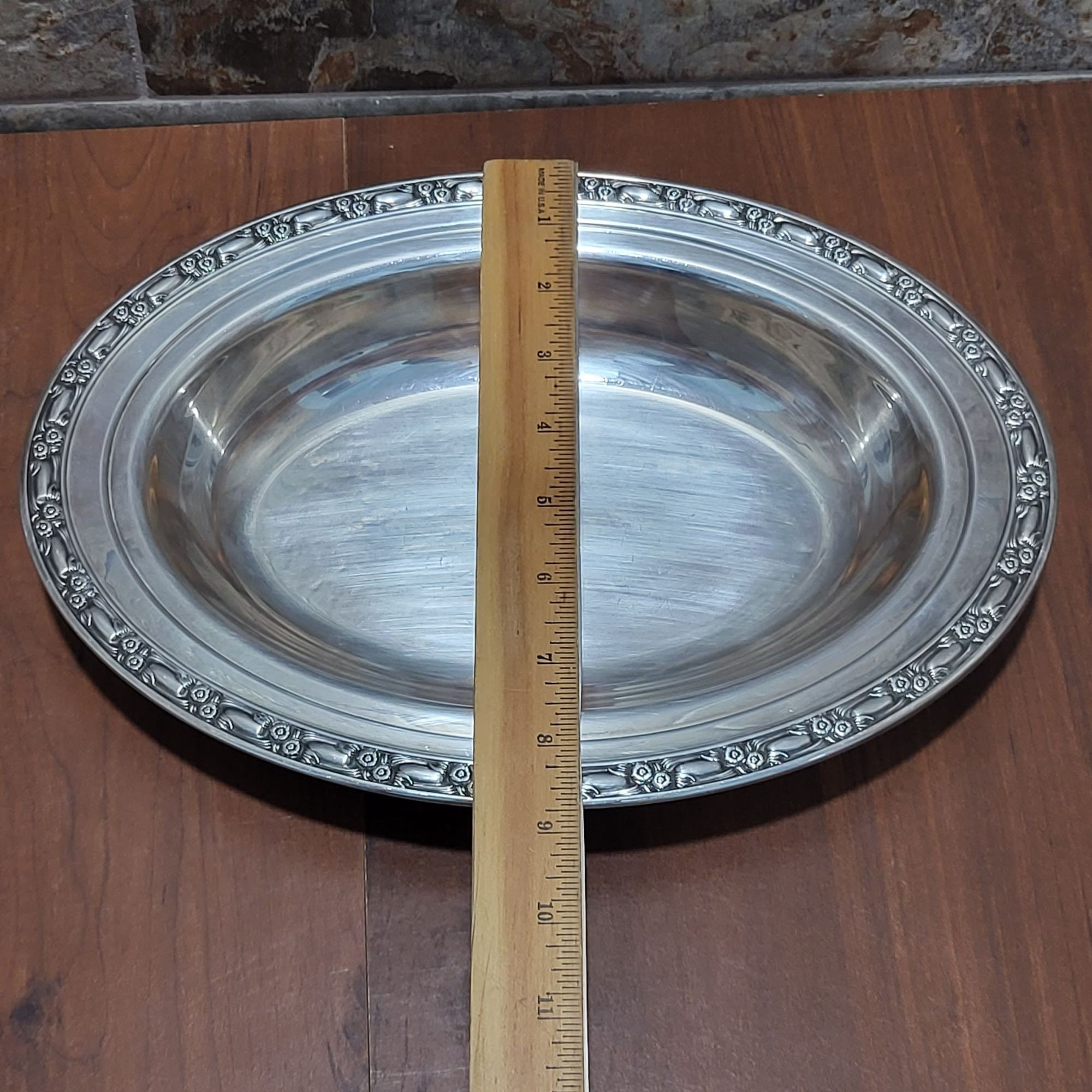 Vintage Oneida Silversmith Large Oval Silverplate Serving Tray Platter ...