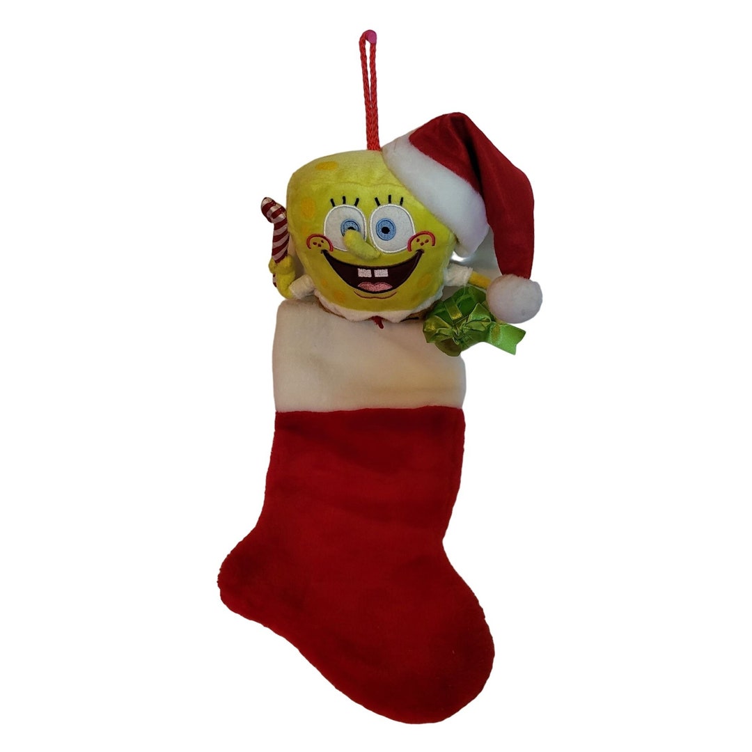 Vintage Spongebob Squarepants Christmas Plush Head Stocking Viacom Kurt ...