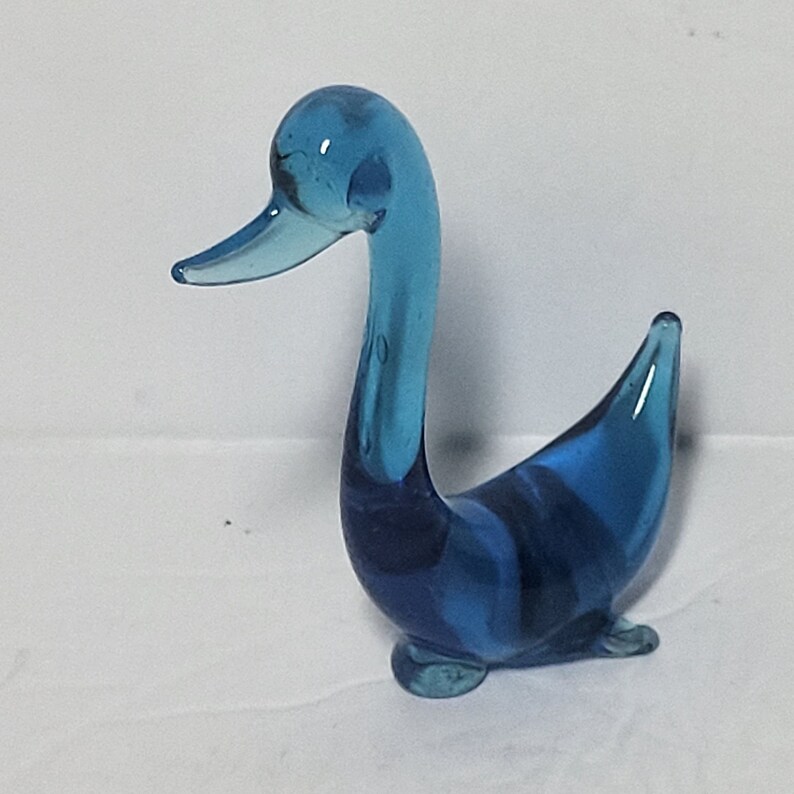 Vintage Blue Swan Duck Glass Figurine Blown Art Glass - Etsy