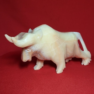 Vintage Onyx Carved Bull Statue Ox Sculpture Stone Figurine - Etsy