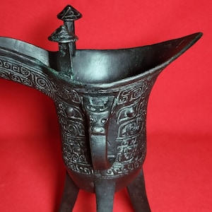Vintage Antique Chinese Jue Ceremonial Ritual Bronze Wine Vessel Mug - Etsy