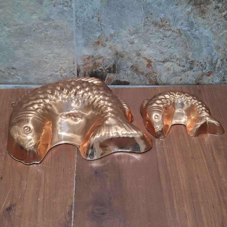 Vintage Tagus Portugal Copper Fish Mold Kitchen Decor Wall Hanging Set ...