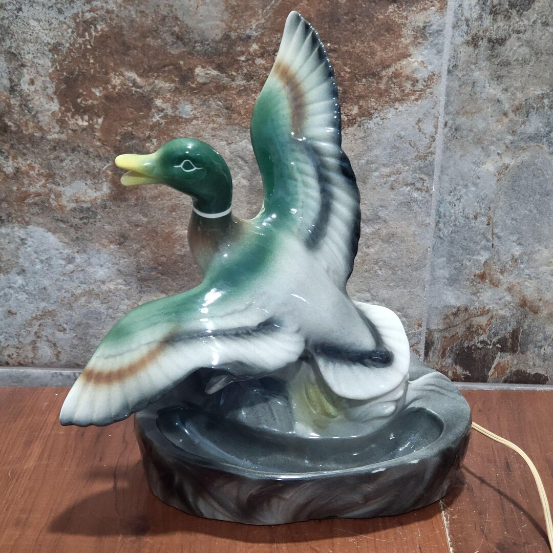 Taking Flight Mallard Duck Table Lamp Planter Ceramic - Etsy