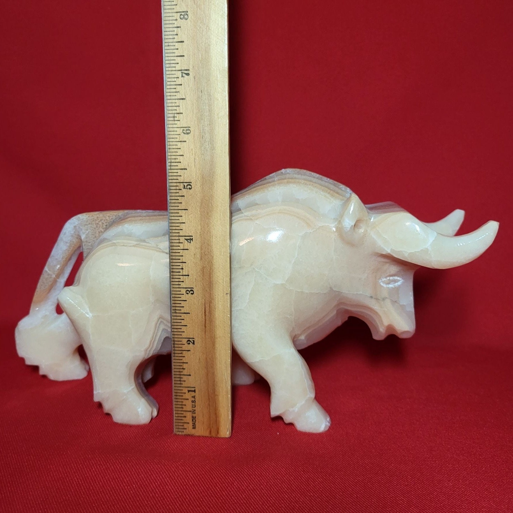 Vintage Onyx Carved Bull Statue Ox Sculpture Stone Figurine - Etsy