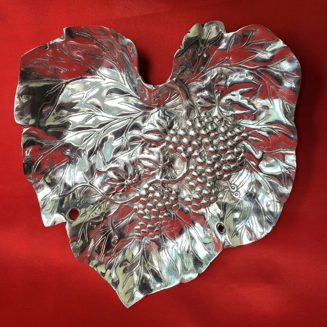 Vintage Grape Leaf Silver Tone Wall Hanging Decor - Etsy
