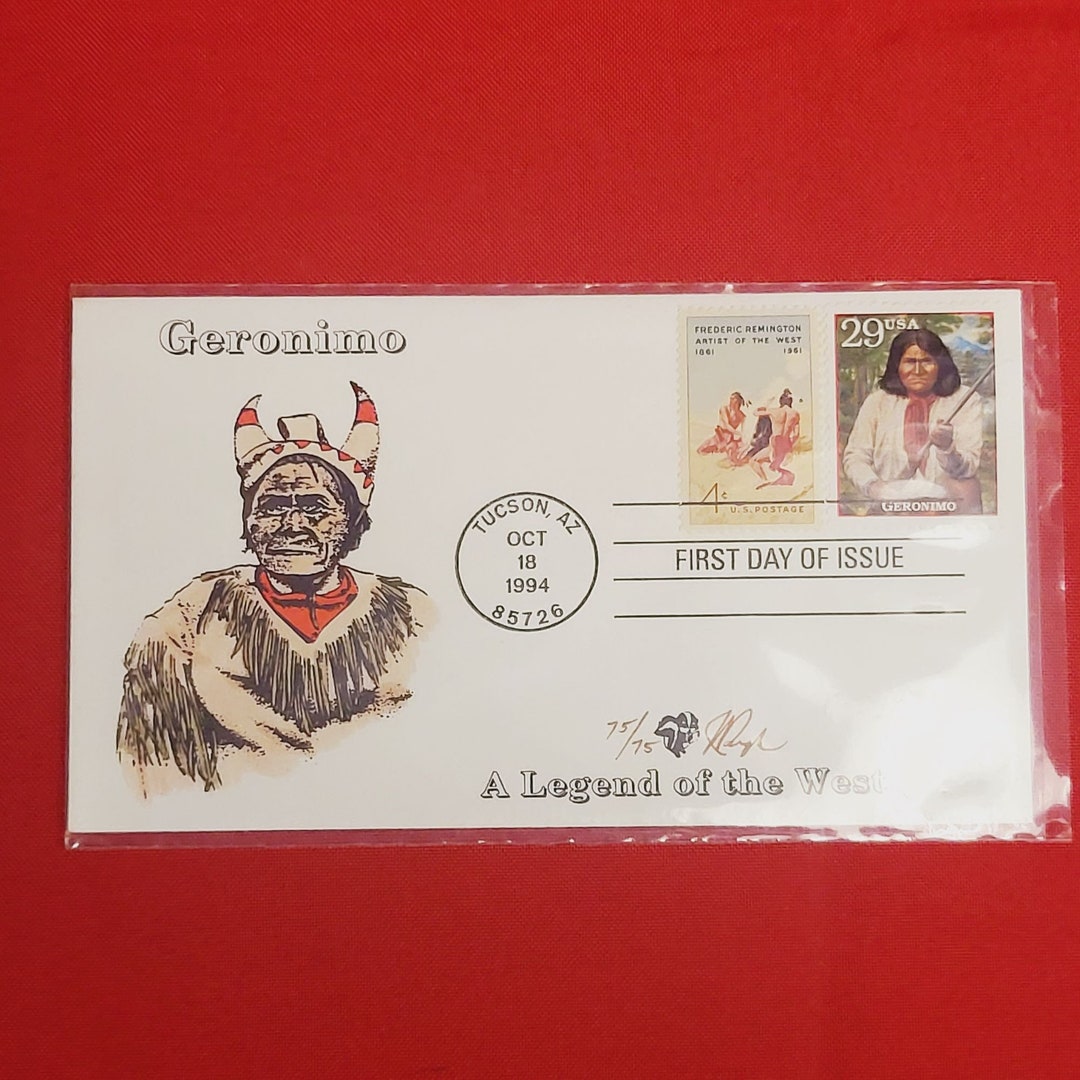 First Day of Issue Stamp Cache Envelope and Enclosure Geronimo A Legend ...