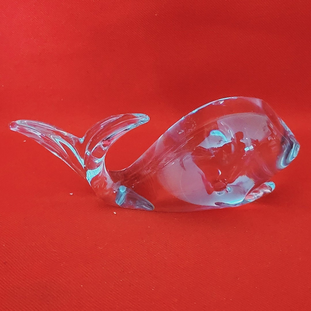 Crystal Clear Art Glass Whale Figurine Paperweight - Etsy